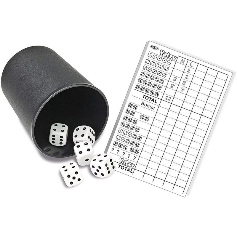 Tactic board game with Yatzy dice cup